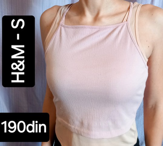 H&M ženska majica bretele crop top roze S/36