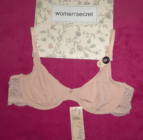 WS nude bralette microfiber,cipka 80B NOVO!%