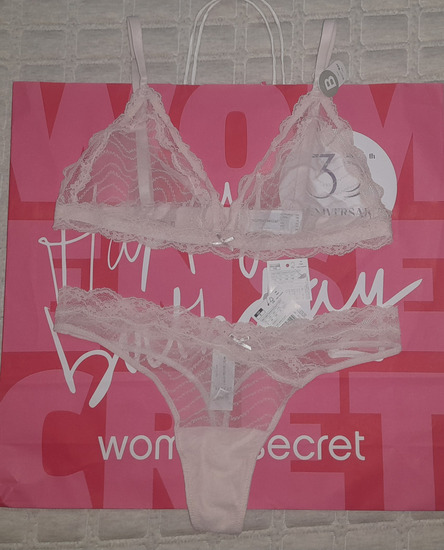 WS bebi roze bralette cipka, tange 75B/S NOVO!%