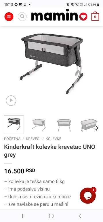 Kinderkraft kolevka krevetac UNO grey