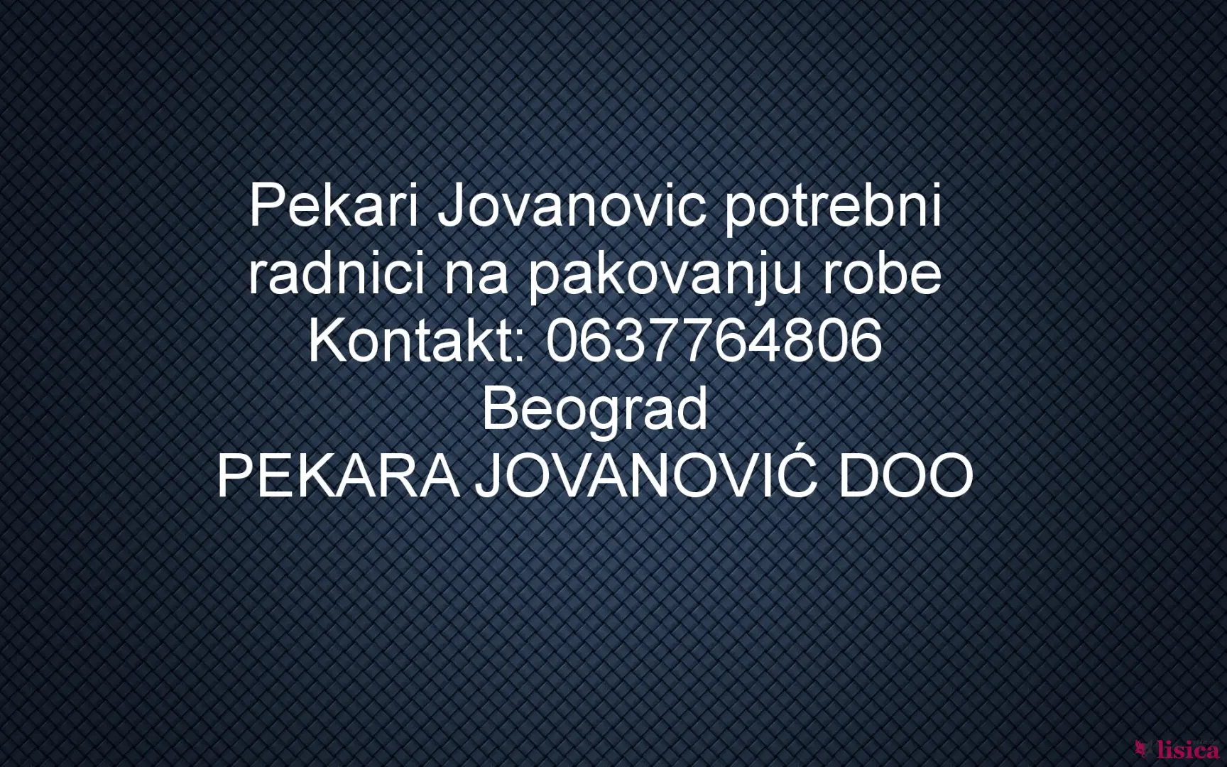 Pekari Jovanović potrebni radnici na pakovanju robe
