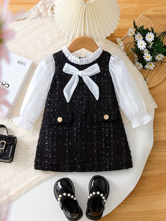 Haljinica za bebe devojcice elegantna Crna 9-12m NOVO