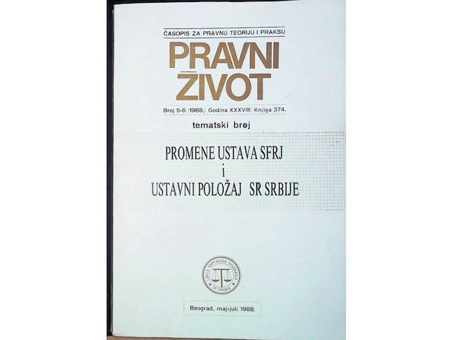 PRAVNI ŽIVOT ➡️ Broj 5-6 ➡️1988 ➡️ knjiga 374