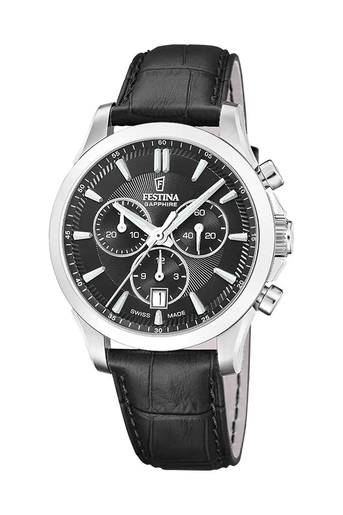 Festina Muški kvarcni hronograf sat Swiss Made, Crni