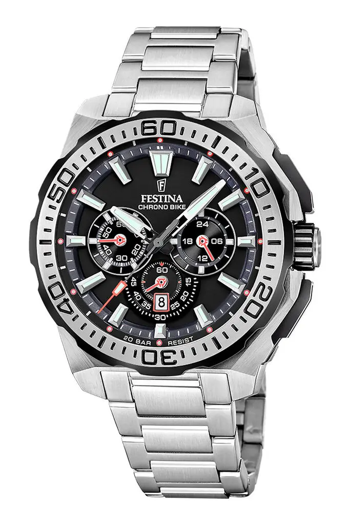 Festina Muški kvarcni sat Chrono Bike, Crno-srebrne boje