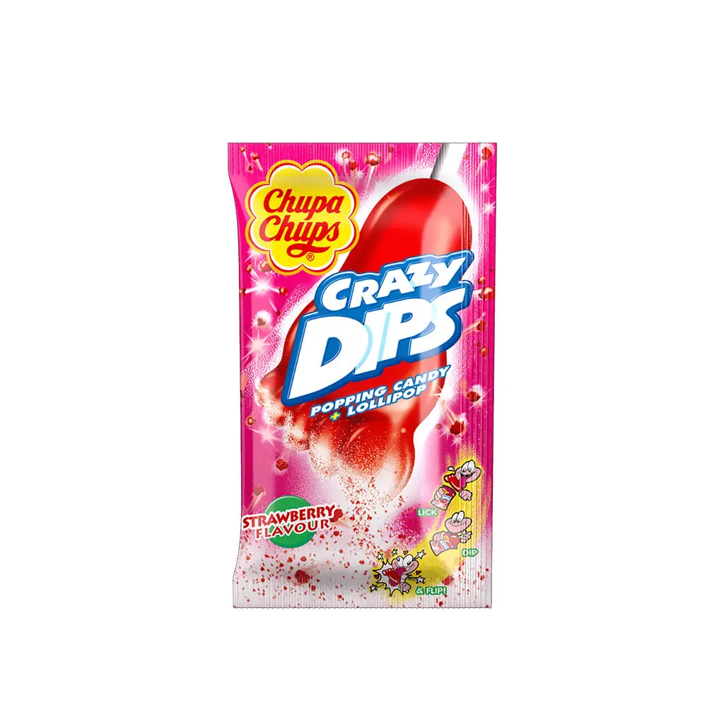 Chupa Chups Lizalica Crazy Dips, Jagoda, 16 g