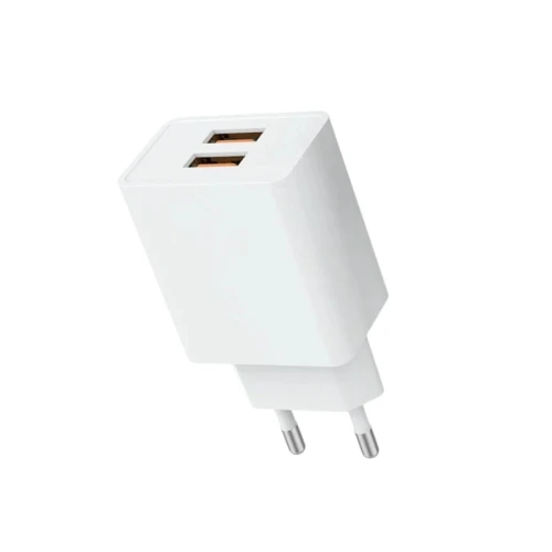 DENMEN DC02L Punjač 2 x USB Type A 2,4A sa kablom lithtning BELI