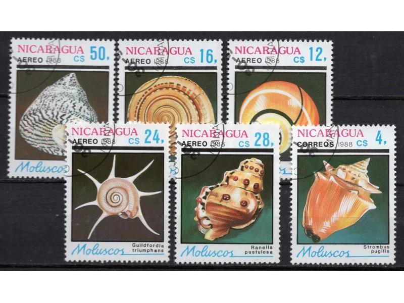024 - Nikaragva - Fauna - Školjke - Žigosane marke