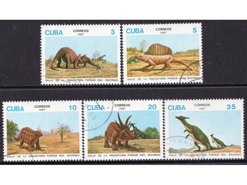 034 - Kuba - Fauna - Dinosaurusi - Žigosane marke