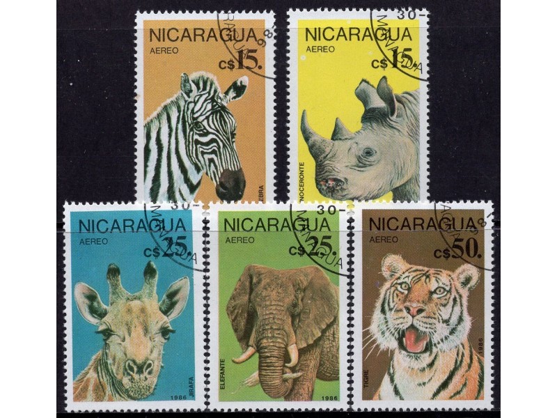 044 - Nikaragva - Fauna - Žigosane marke