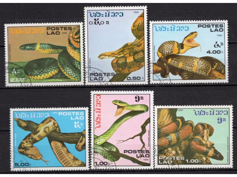 059 - Laos - Fauna - Gmizavci - Žigosane marke