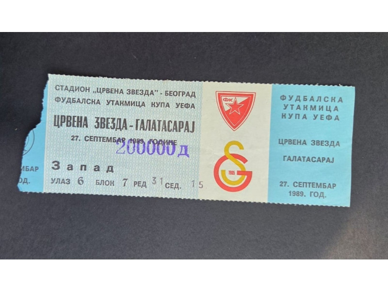 Fudbal FK Crvena zvezda -Galatasaraja 1989