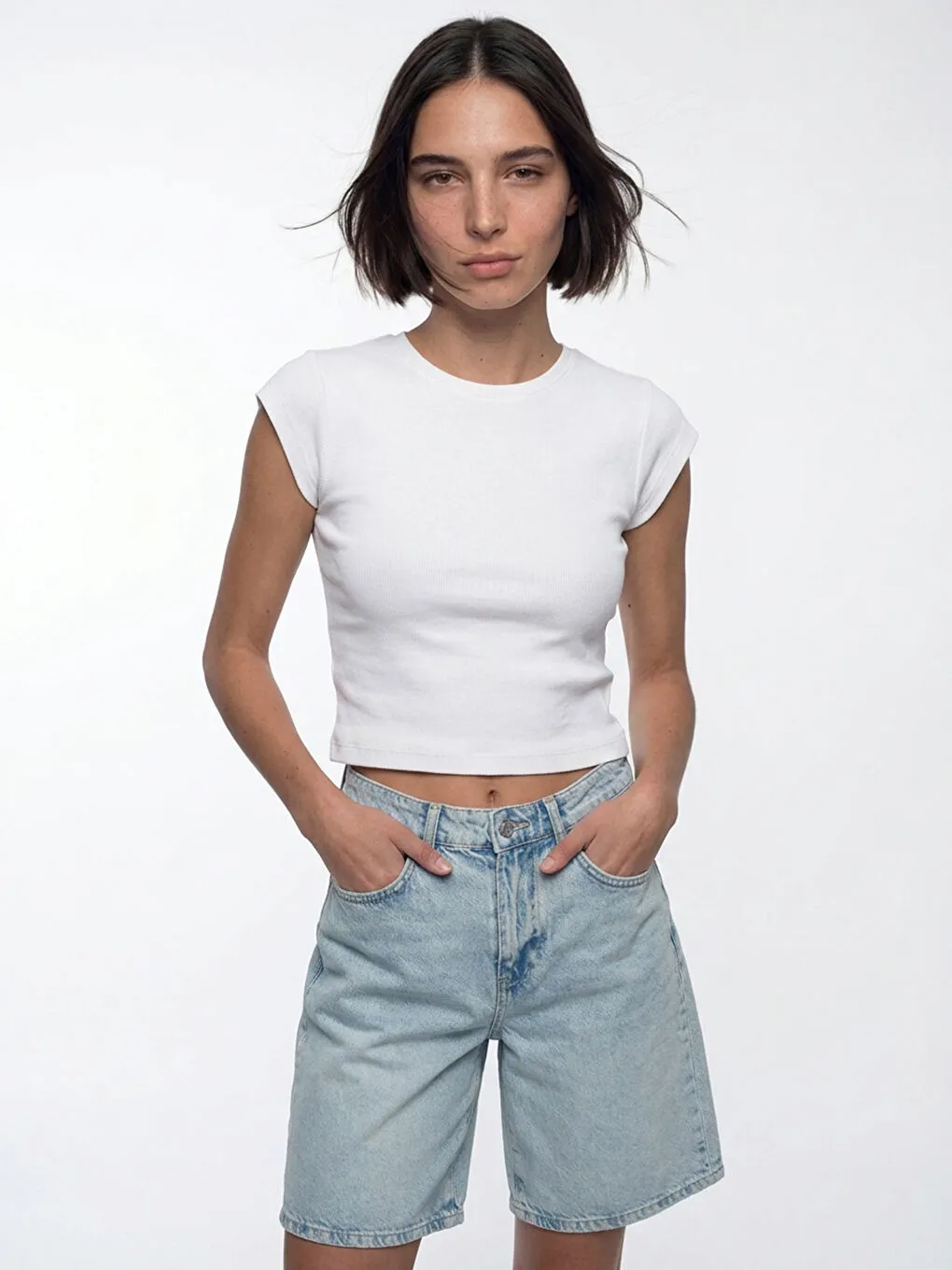 LCW Vision Ženski Crop Top Sa Okruglim Izrezom