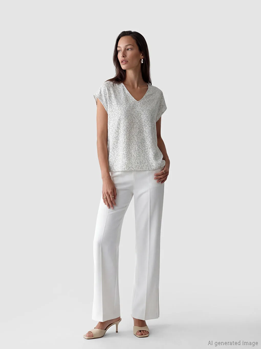 LCW EVERYDAY Ženska Majica Sa Tufnama Na V Izrez