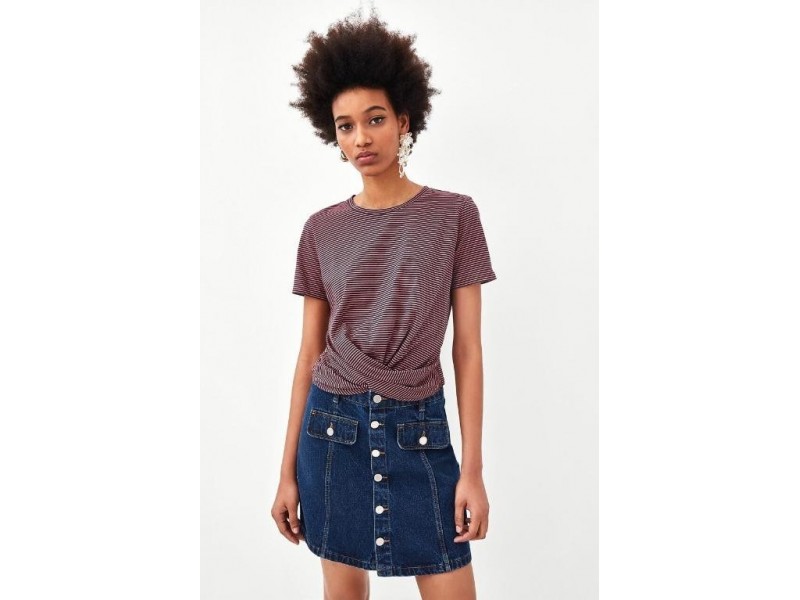ZARA prugasti crop top sa cvorom vel L