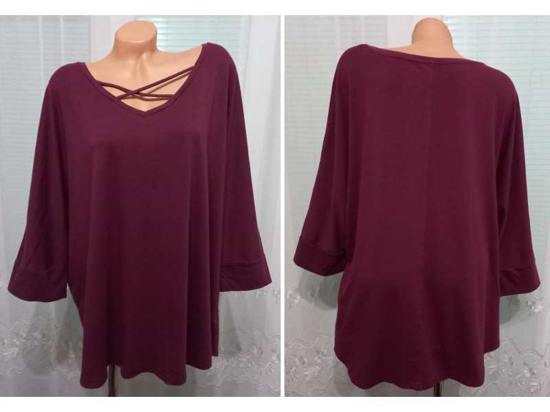 *BOUTIQUE+* savršena tegljiva burgundi tunika 3XL-54-56