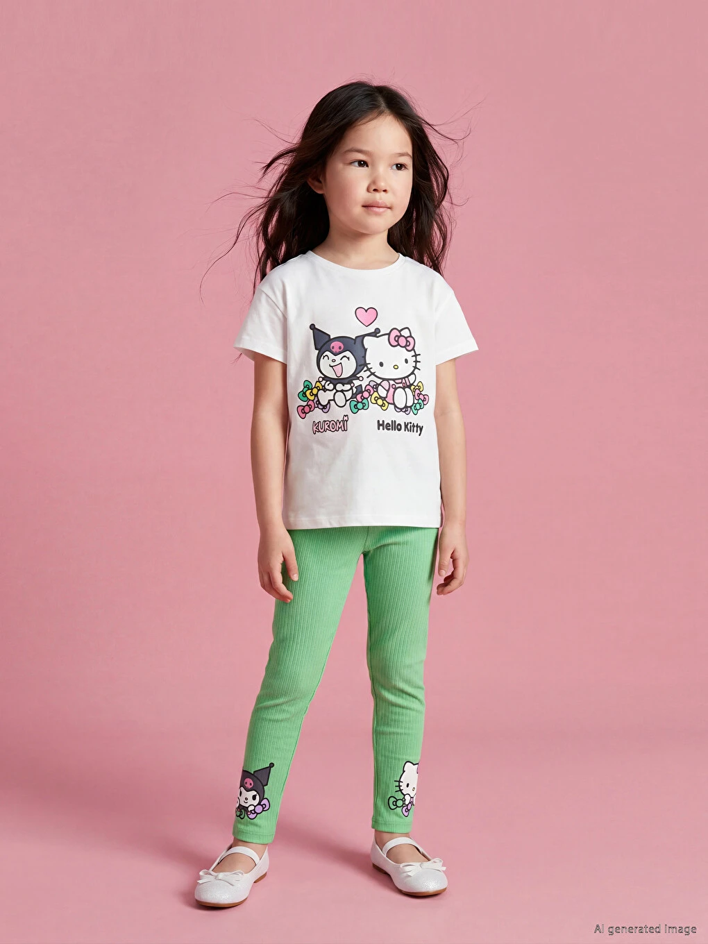 LCW Kids Hello Kitty Štampana Majica I Helanke Za Devojčice