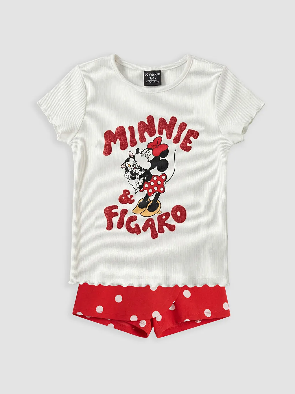 LCW Kids Minnie Mouse Štampani Komplet Majica I Suknja-šorts Za Devojčice