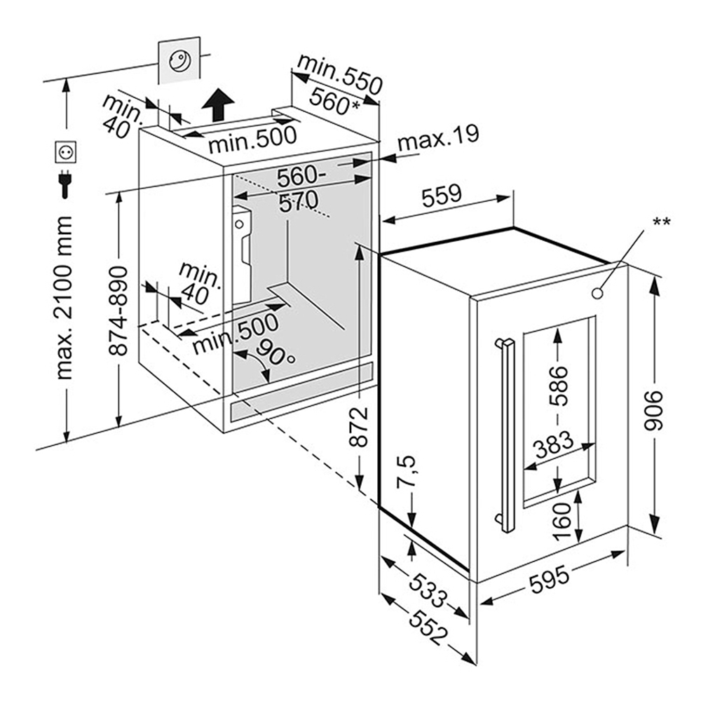 Liebherr ugradna vinska vitrina EWTdf 1653 - Vinidor