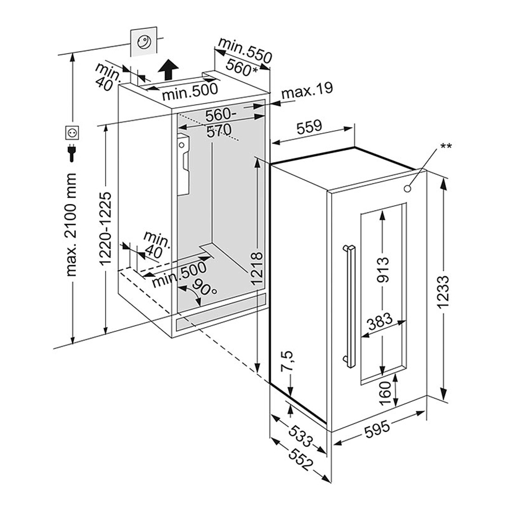 Liebherr ugradna vinska vitrina EWTdf 2353 - Vinidor