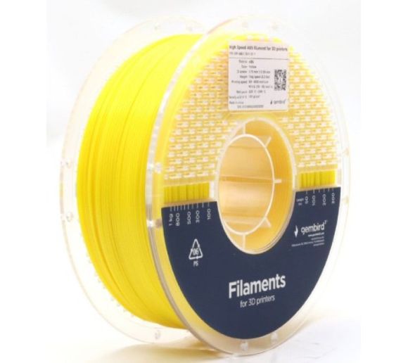 Gembird - 3DP-ABS1.75HY-01-Y ABS filament velike brzine za 3D stampac 1.75mm, kotur 1KG YELLOW
