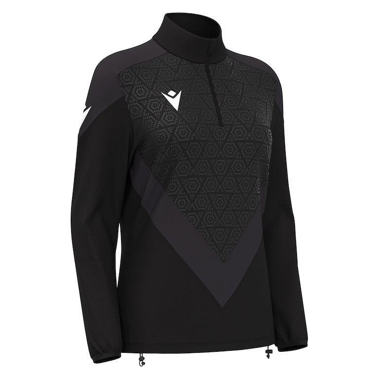 ANORA WMN 1/4 ZIP TOP BLK/DGRY ,S