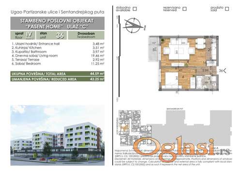 Stan 43m2, namešten, Salajka