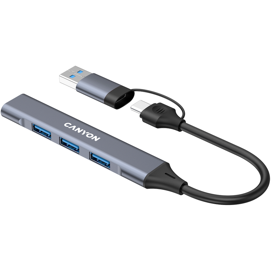 CANYON hub DS-02 4in1 USB-A/C Grey