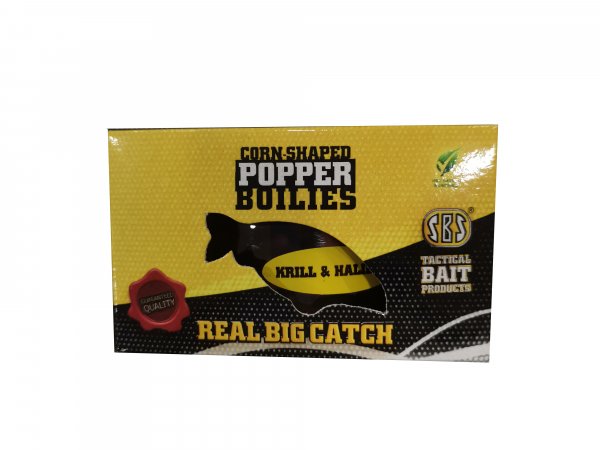 SBS POPPER CORN SHAPED BOILI KRILL & HALIBUT 8-10MM 40GRR303089
