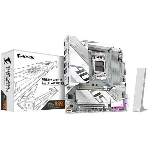 Gigabyte Matična ploča B850M AORUS ELITE WIFI6E ICE rev. 1.0, AMD Ryzen (AM5 socket), AMD B850, microATX