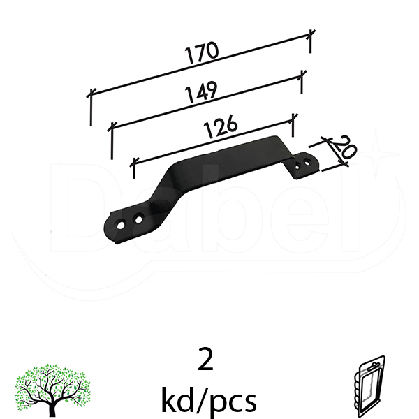 Rukohvat za nameštaj RU8 Crna 20x170x30/126/149mm (2kom) DBP1