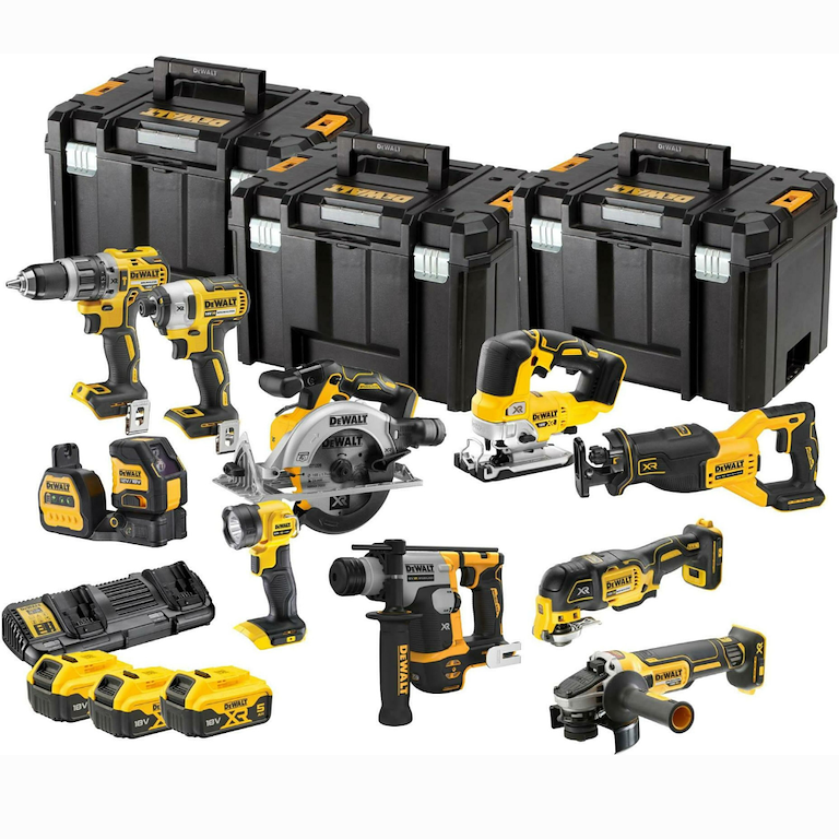 DeWalt – Aku set mašina, 18V XR, 10 delova, TSTAK koferi – DCK1012P4T