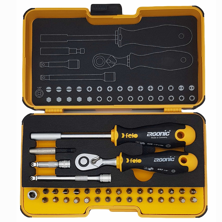 Felo – Set alata XL-Strongbox R-GO 36 sa čegrtaljkom SL/HEX/PH/PZ/TX/SQ/SP, 36 kom – 05783606
