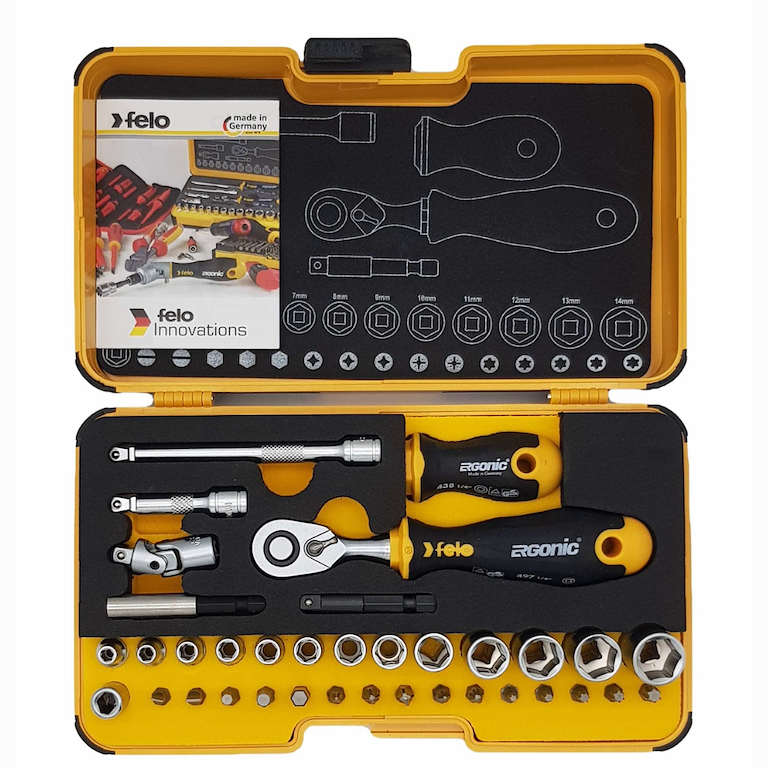 Felo – Set alata XL-Strongbox R-GO XL sa čegrtaljkom SL/HEX-Nut/HEX/PH/PZ/TX/SQ, 36 kom – 05783616