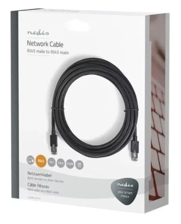 Nedis Mrežni kabl CAT5e UTP Patch cord CCBW85100AT150, 15m, Crni