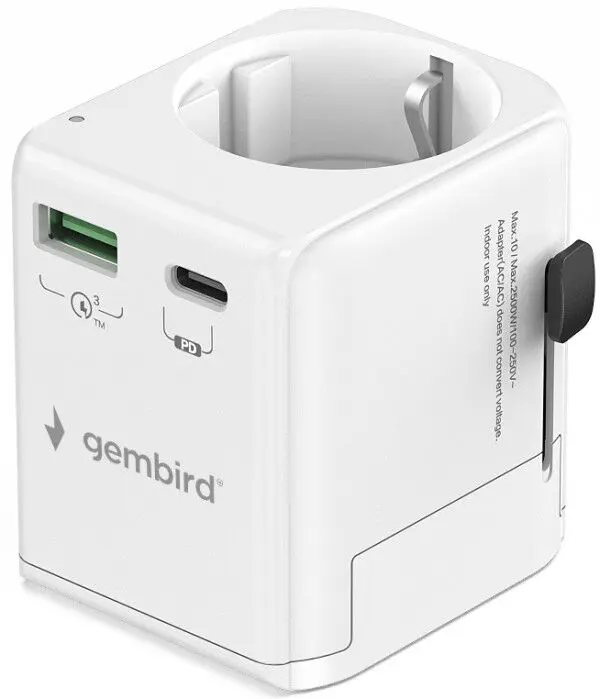 Gembird Putni adapter TPA-EU1A1C20-01-W Gembird Univerzalni, sa uzemljenjem 20W