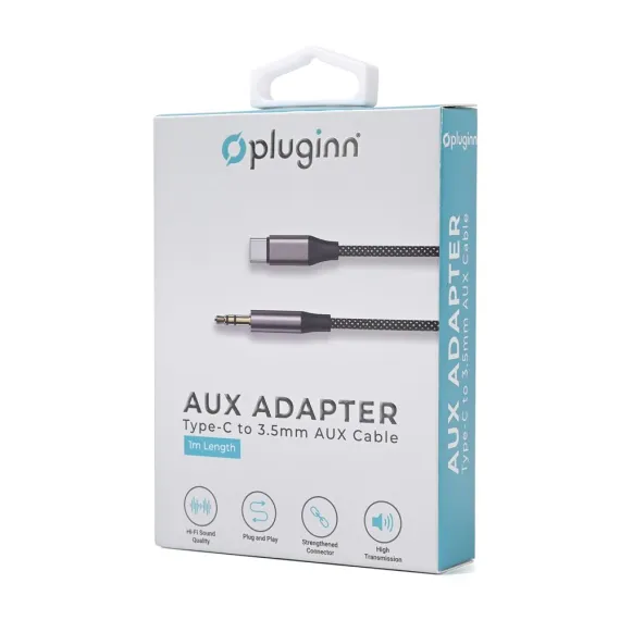 Adapter Pluginn 3.5mm na Type C 1m crni