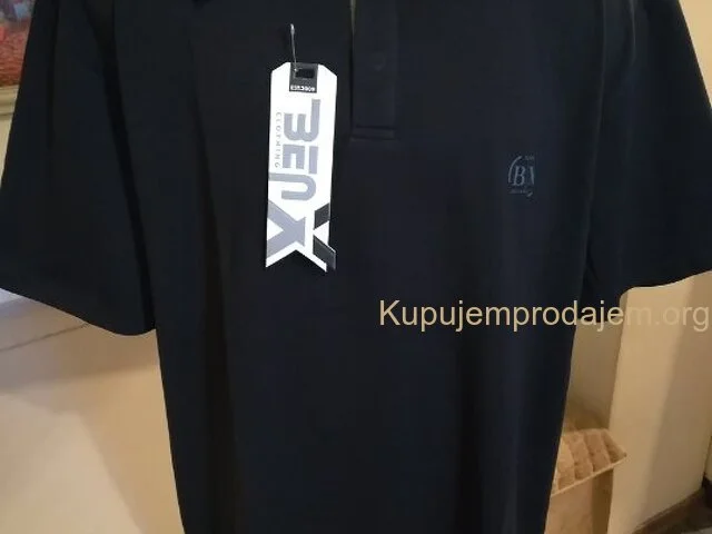 Kvalitetna muska pamucna majica sa kragnom Benx u velikim brojevima 3XL 4XL 5XL Crna
