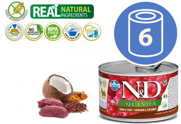 N&D Vlažna hrana Can Dog Quinoa Mini Venison&Coconut 140g x 6kom pakovanje