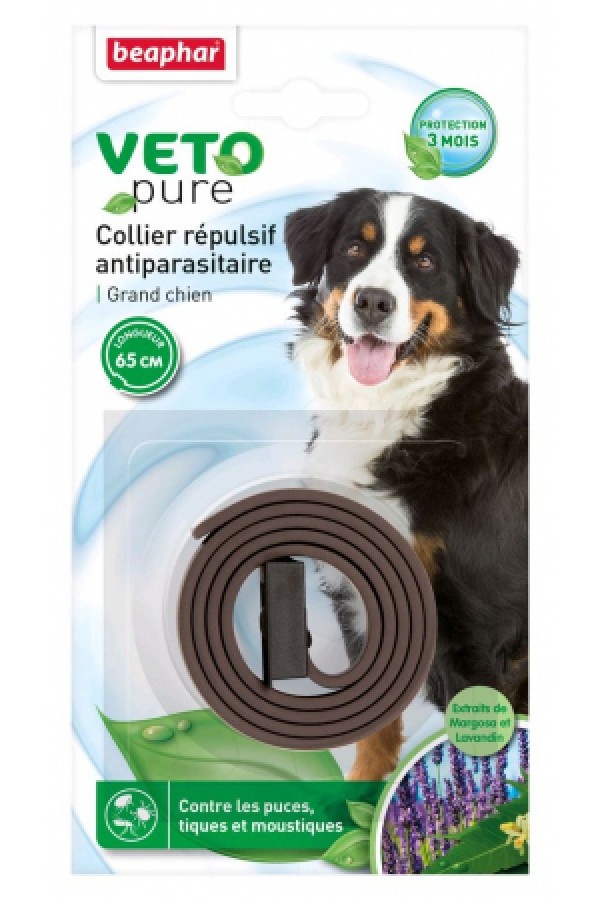 Beaphar Veto pure dog Neem brown Large - Ogrlica za pse protiv buva, krpelja i komaraca (braon boja)