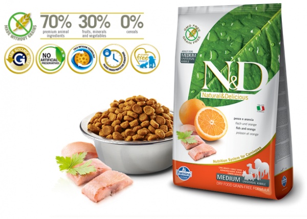 N&D Suva hrana Prime Medium Adult Fish&Orange 2,5kg