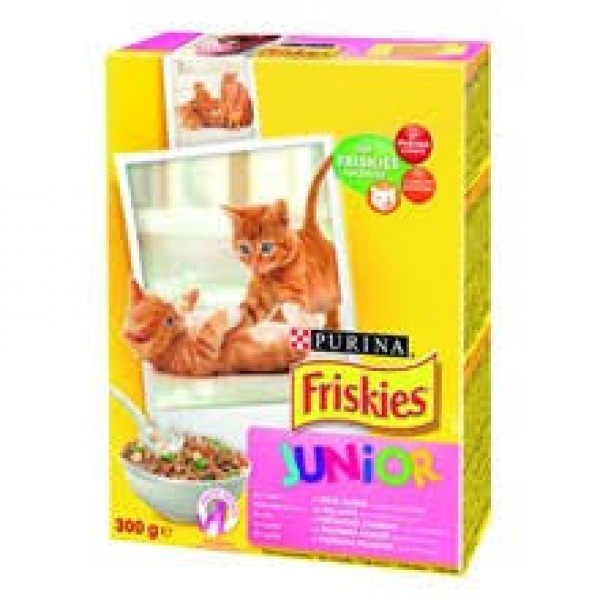 Friskies Briketi Suva hrana za mačiće JUNIOR Piletina, Mleko i Povrće 300g