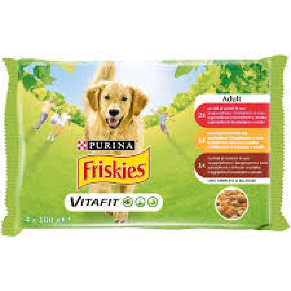 Friskies Multipack Vlažna hrana za pse Adult Govedina, Piletina i Jagnjetina u sosu 4x100g