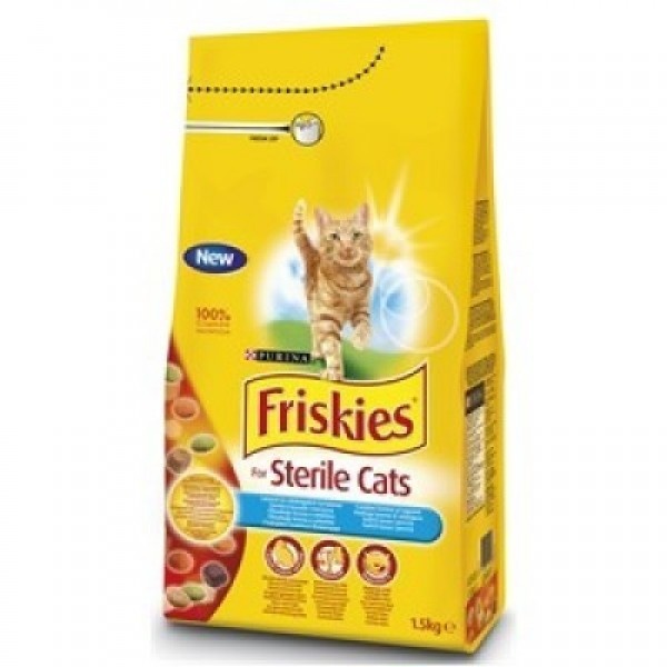 Friskies Briketi Suva hrana za mačke Sterile s lososom i povrćem1.5 Kg