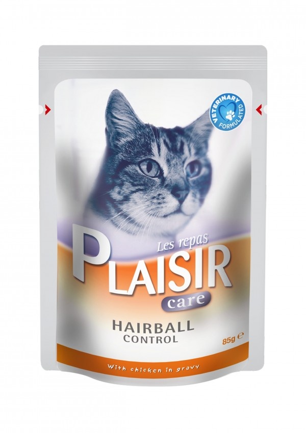 Plaisir Care Vlažna hrana preliv za mačke Hairball 85g