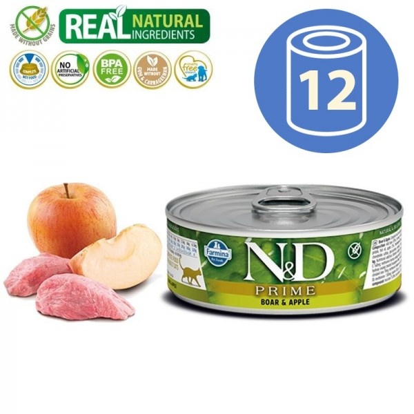 N&D Vlažna hrana Can Cat Prime Boar&Apple 80g x 12kom pakovanje