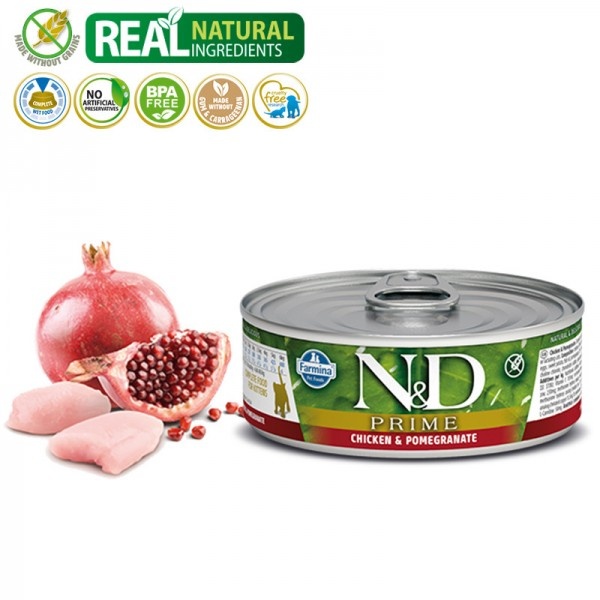 N&D Vlažna hrana konzerva Cat Grain Free Kitten Chicken&Pomegranate 80g