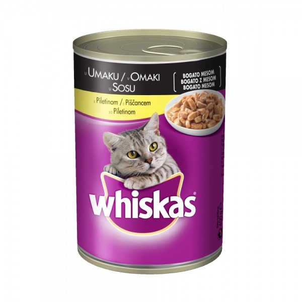 Whiskas Konzerva Vlažna hrana za mačke 1+ godina, sa piletinom u sosu 400g