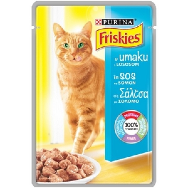 Friskies Kesica Vlažna hrana za mačke Adult Losos, Tuna i šargarepa u sosu 100g