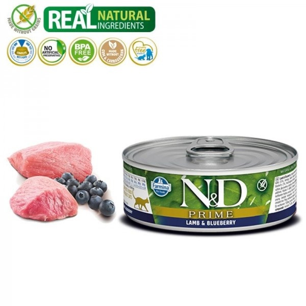 N&D Vlažna hrana konzerva Cat Grain Free Lamb&Blueberry 80g